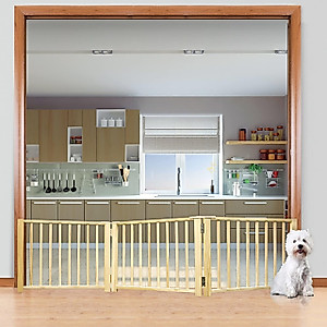 Four Paws Expandable Dog Gate, Wood Gate for Dogs, 3-Panel 24-68" W x 17" H