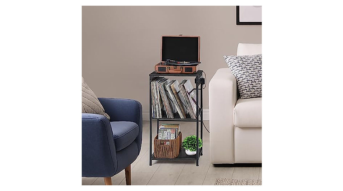 Melos Record Player Table with Charging Station