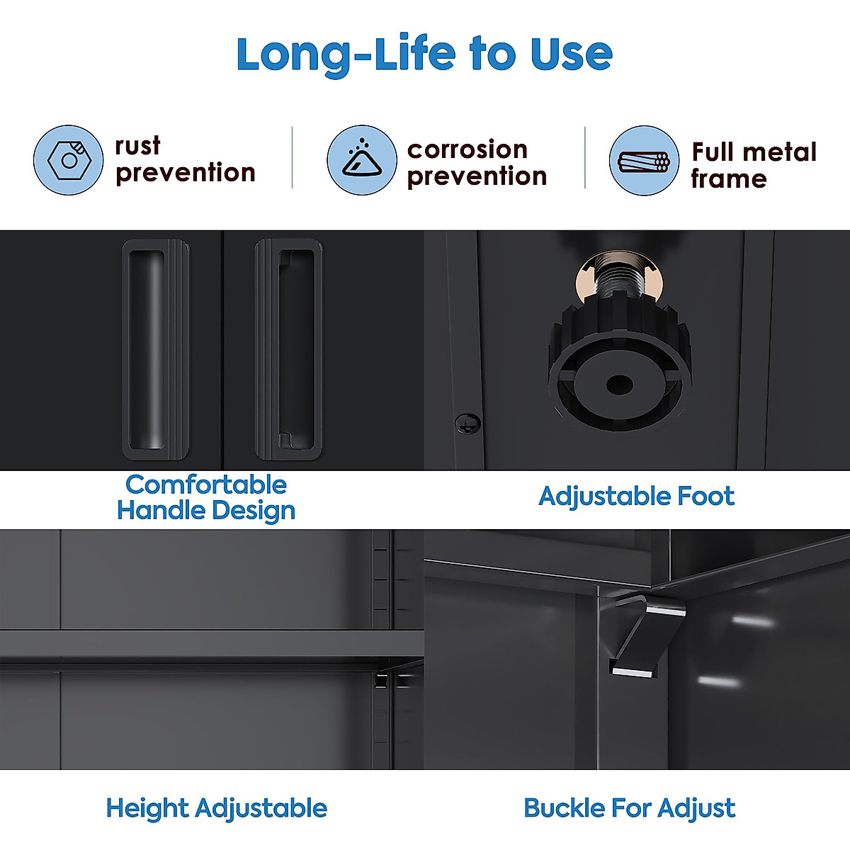 winbingon 71" Locking File Cabinet,Metal Storage Cabinet with 2 Doors and 4 Adjustable Shelves,Locking Tool Cabinet for Office,Home,Garage,Gym,School (Black),Requires Installation
