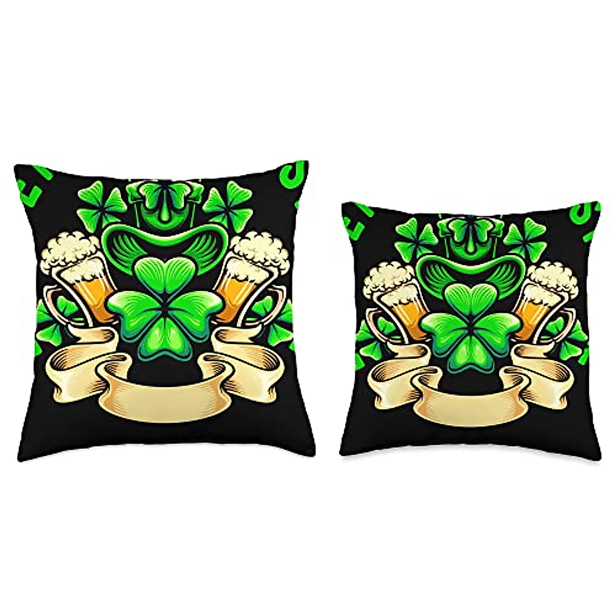 St. Patricks Day Whiskey Beer Patty Day St. Patricks Whiskey Beer Shamrock Clover Patty Day Throw Pillow, 16x16, Multicolor