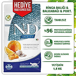 Farmina, N&D Ocean Herring, Pumpkin & Orange Adult Dry Cat Food, 52.8 Ounce