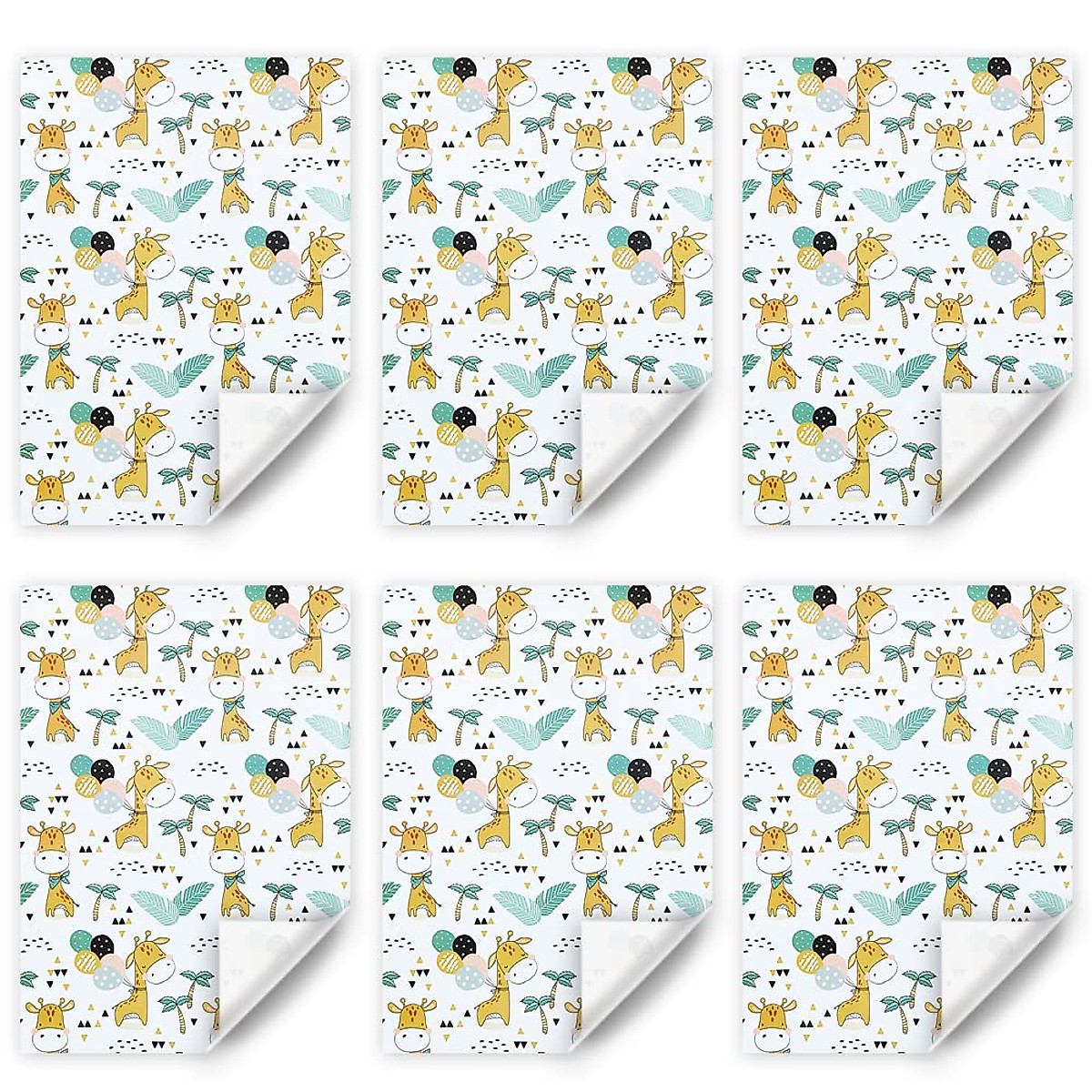 Birthday Wrapping Paper For Kids Girls Boys, Giraffe Design Gift Wrap Paper for Birthday Baby Shower, 6 Sheets Folded Flat 20x28 Inches Per Sheet