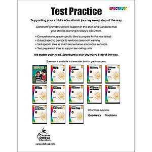Spectrum 5th Grade Test Practice Workbooks All Subjects, Ages 10 to 11, 5th Grade Test Practice, Language Arts, Reading Comprehension, Vocabulary, Writing and Math Reproducible Book - 160 Pages