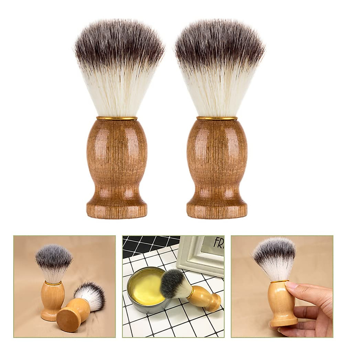 2pcs Shaving Shave Brush Barber Supplies Shaving for Men Beard Brush Barber Brush Wood Handle Shave Brush Shave Brush for Men Shave Accessory