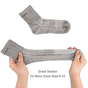 Toes&Feet Men's 6-Pack Grey Anti-Odor Quick-Dry Quarter Crew Athletic Socks, Size 6-12