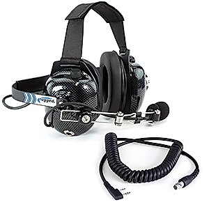 Rugged Carbon Fiber Behind The Head Headset and Adaptor Cable for Racing Radios Electronics Communications Kenwood & Baofeng – Features 2-Pin to 5-Pin Coil Cord Volume Control Knob 3.5mm Input Jack