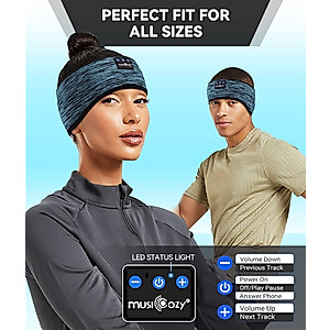 MUSICOZY Sleep Headphones Bluetooth 5.2 Headband, Wireless Music Sleeping Mask Headphones Earbuds Earphones Sweatproof for Women Mom Sports Workout Running Jogging Yoga Cool Gadgets Unique Gifts