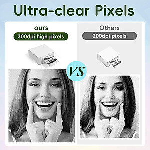 eWonLife Mini Printer, Wireless Portable Sticker Printer Therma Bluetooth Small Pocket Inkless Printer with 3 Different Rolls Paper for DIY, School Notes, Pictures, Memo, Label Makers for Home