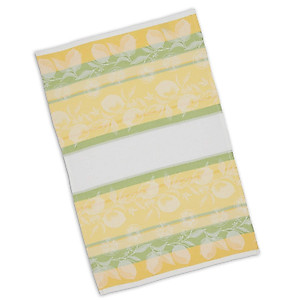 Loving Home Classic Cotton Flat Waffle Weave Lemon with Blossom Yellow Striped Dishtowel Set of 2 Tea Towels