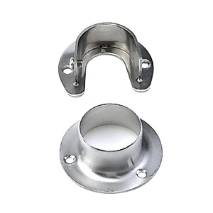 Tighall 6PCS Heavy Duty Stainless Steel Closet Pole Sockets Rod End Support Flange Rod Holder Set Wall Mount Pipe Bracket with Screws for Closet Wardrobe Shower Curtain Rod (Fit 33mm / 1.3", Silver)