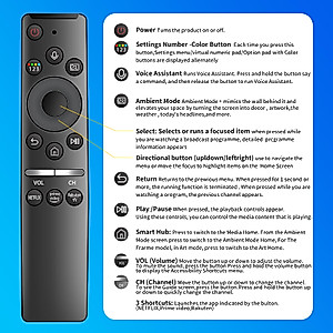 BN59-01312A Smart TV Voice Remote,for Samsung-TV-Remote,Compatible for All Samsung with Voice Function Smart Curved Frame QLED LED LCD 8K 4K TVs （with Netflix, Prime Video, and Hulu）