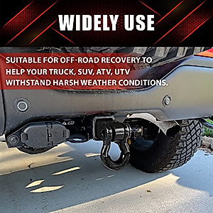 YIYITOOLS 2" Tow Hitch Receiver with 5/8" Screw Pin,3/4 Shackle,45000Lbs Break Strength Heavy Duty Receiver Kit Fit for Vehicle Recovery Off-Road