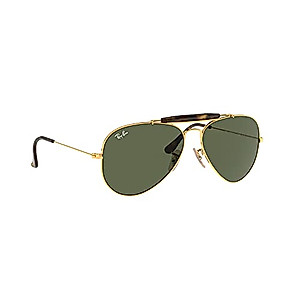 Ray-Ban RB3029 Outdoorsman II Aviator Sunglasses, Gold/G-15 Green, 62 mm