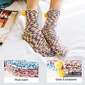 Yawcorp Stocking Stuffers for Women, Cozy Socks Fuzzy Socks for Women, Christmas Gifts Cupcake Socks Birthday Gifts for Mom Sister Wife, 3 Pairs (Blue, Pink, Yellow), One Size