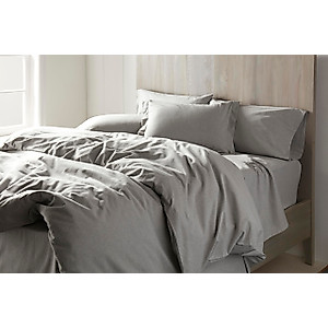 Coyuchi Cloud Brushed Organic Flannel Fitted Sheet, Pale Gray Heather (King)