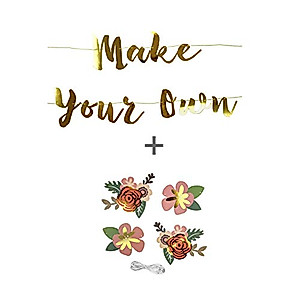 Gold Make Your Own Banner with Flower Banner Charms | Floral Party Decorations | Birthday, Baby Shower, Bridal Shower | DIY Sloth Party Banner | Say Anything Banner