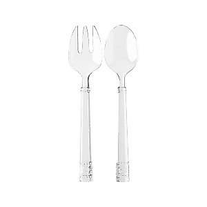 Juliska Isabella Acrylic Salad Servers, Acrylic Glass - Unbreakable, Clear Acrylic, Embossed Salad Serving Utensils