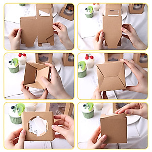 VGOODALL 20PCS Cupcake Boxes, 3.5"x3.5"x3.5" Individual Cupcake Containers Pre-Assembled Containers with Window and Inserts for Wedding Baby Shower Birthday Party Supplies