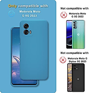 YENAPOON for Motorola Moto G 5G 2023 Case, Silicone Phone Case with 2 Screen Protector, Soft Anti-Scratch Microfiber Lining, Full Body Shockproof Slim Cover, Blue