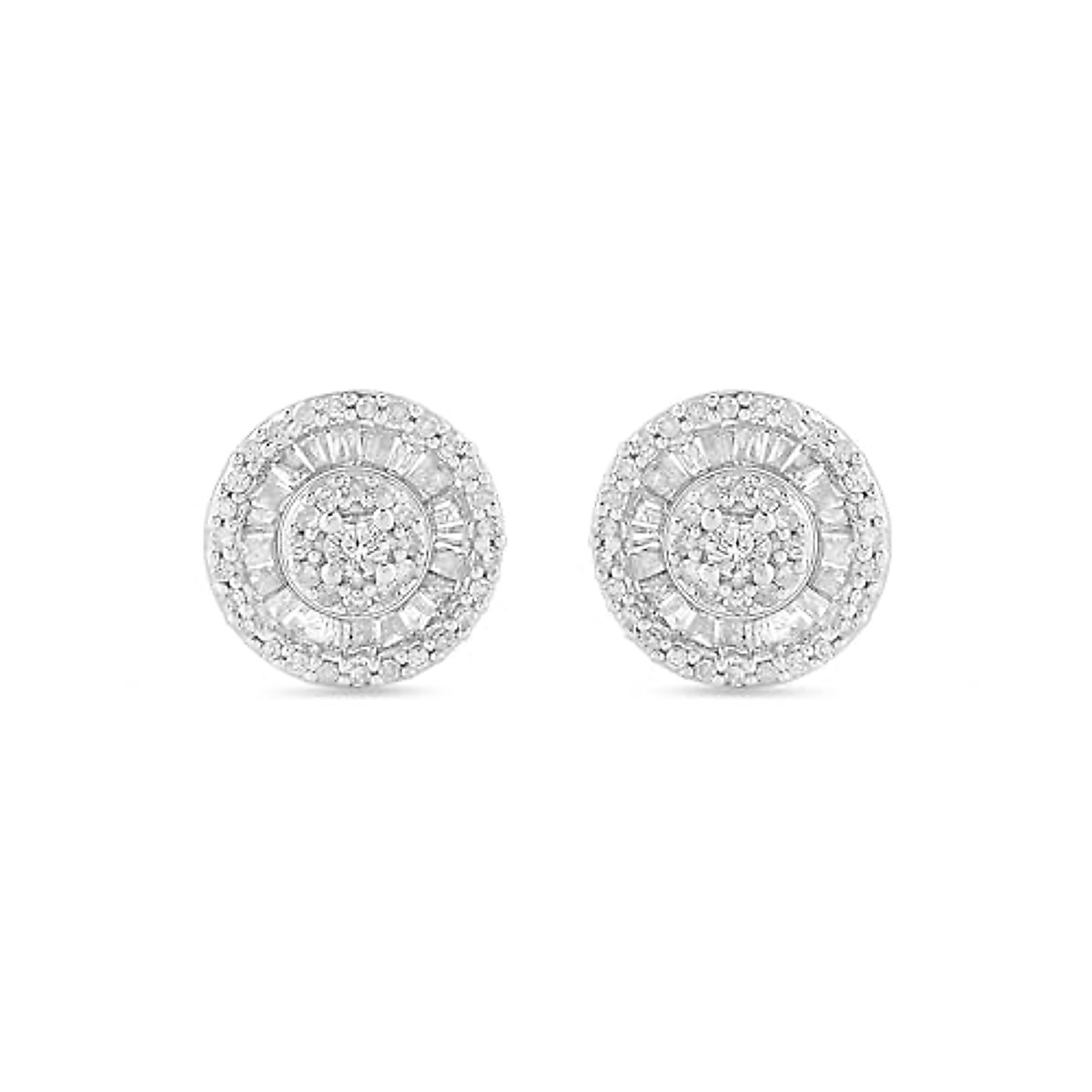 Amazon Essentials Sterling Silver Diamond Round Stud Earrings (1/2 cttw) (previously Amazon Collection)