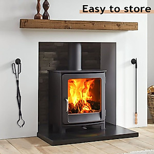 26" Fireplace Fire Pit Tongs & 32" Fire Pit Poker, Fireplace Wood Stove Firewood Tongs, Black Heavy Duty Wrought Iron Log Grabber Fire Pit Tools for Campfire, Fireplace, Bonfires, Indoor&Outdoor Use