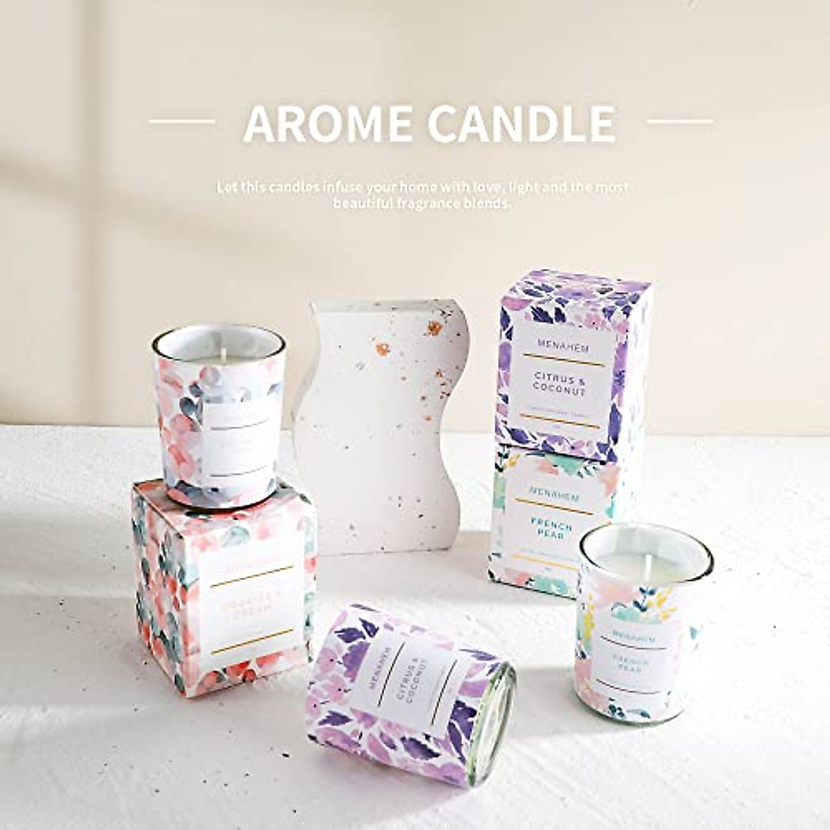 6 Pack Scented Candles, Aromatherapy Candles Sets, Specially Designed for Bridesmaids Gift, Ideal Gifts for Wedding, Women Birthday, Mother's Day, Thanksgiving, Christmas (Flower Series)