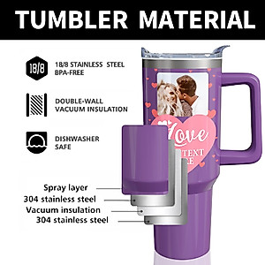 Personalized Gifts 40 Oz Tumbler with Handle and Straw, Custom Tumbler with Add Name, Photo, or Logo, Stainless Steel Double Walled Vacuum Insulated Cup, Customized Photo Gifts for Women Men