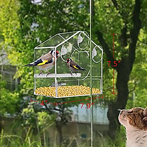 VIVOHOME Acrylic Clear Window Bird Feeder with Strong Suction Cups and Sliding Seed Tray
