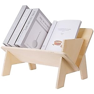 yeesport Wooden Desktop Bookshelf, Simple Tilted Tabletop Bookcase, Desktop Display Bookshelf, Wooden Desk Organizer and Storage Rack for Books, Magazines, CDs