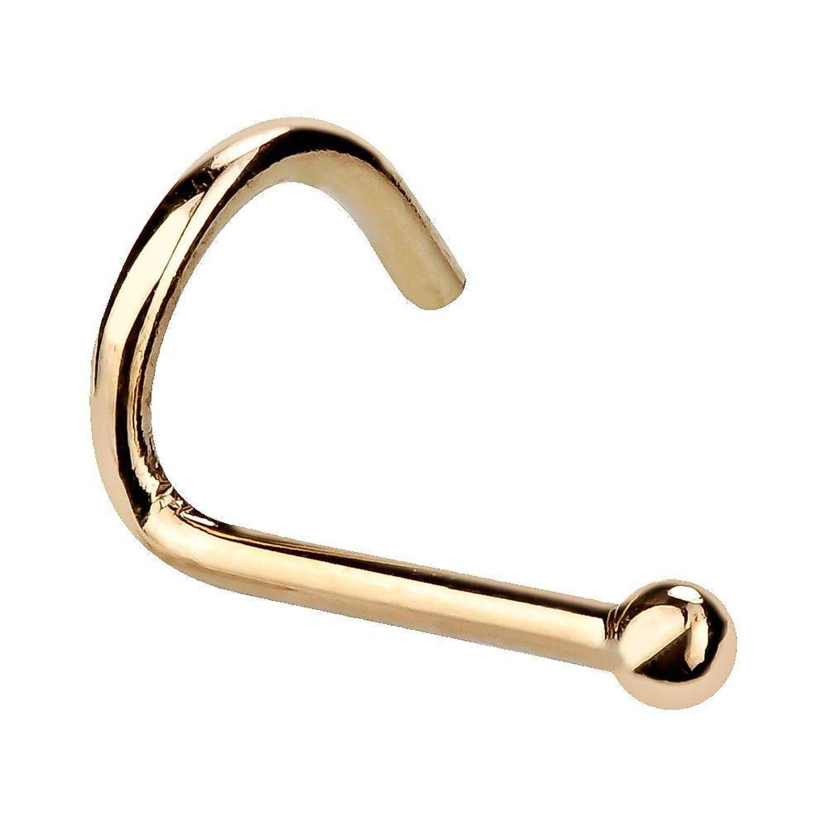 FreshTrends Tiny Ball 14k Yellow Gold Nose Ring Screw Twist 20G