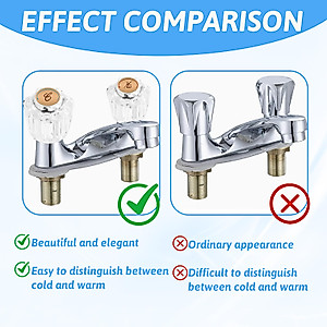 2PCS Faucet Handles Bathroom Sink Faucet Knobs Replacement Bathtub Hot and Cold Faucet Handle Faucet Rebuild Trim Kit in Clear Acrylic Compatible with Delta/LDR/Delex/Peerless MP54260 Faucets