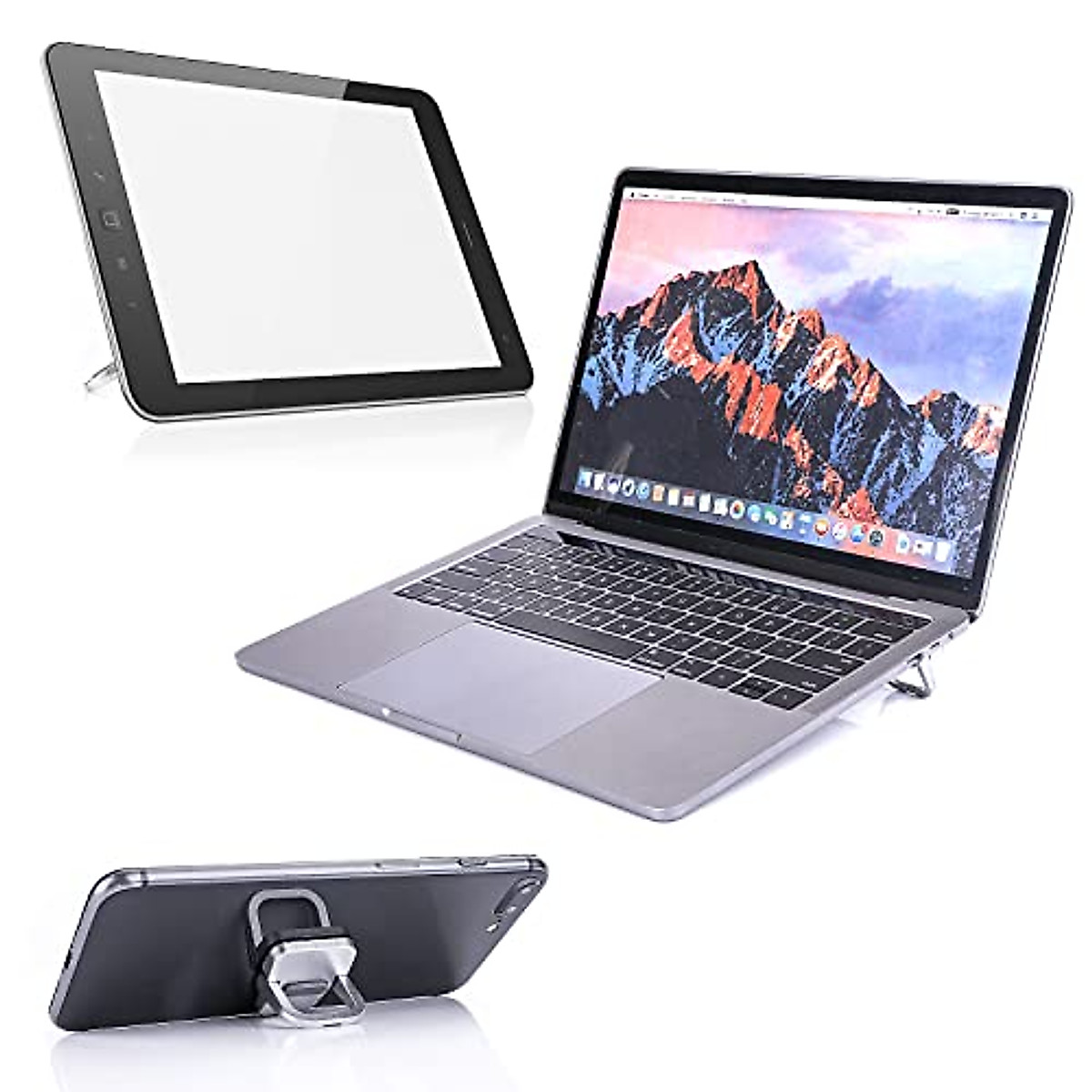Abeillo 2PCS Portable Keyboard Riser, Self-Adhesive Mini Laptop Stand Invisible Computer Keyboard Stand for Desk, Laptop Feet Compatible with MacBook Pro/Air, Lenovo, Surface (Silver)