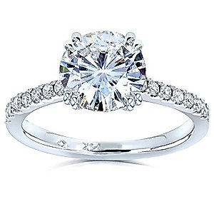 Kobelli Forever One Moissanite and Lab Grown Diamond Engagement Ring 1 3/4 CTW 14k White Gold (DEF/VS), 8.5