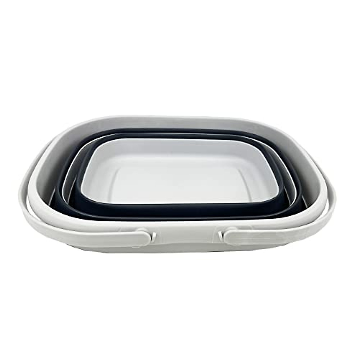 SAMMART 17L (4.5 Gallon) Collapsible Basket with Handle - Portable Outdoor Picnic Basket/Crater - Foldable Shopping Bag - Space Saving Storage Container (Grey/Slate Grey)