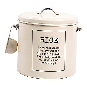 Stainless Steel Rice Storage Box with Lid and Spoon, Large Food Storage Containers, Great Rice Canisters Sets, Kitchen Countertop Organizer Jar for Rice/Flour/Soybean/Grain, Style B