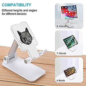 Crazy Cat Print Cell Phone Stand Compatible with iPhone Switch Tablets Foldable Adjustable Cellphone Holder Desktop Dock (4-13")