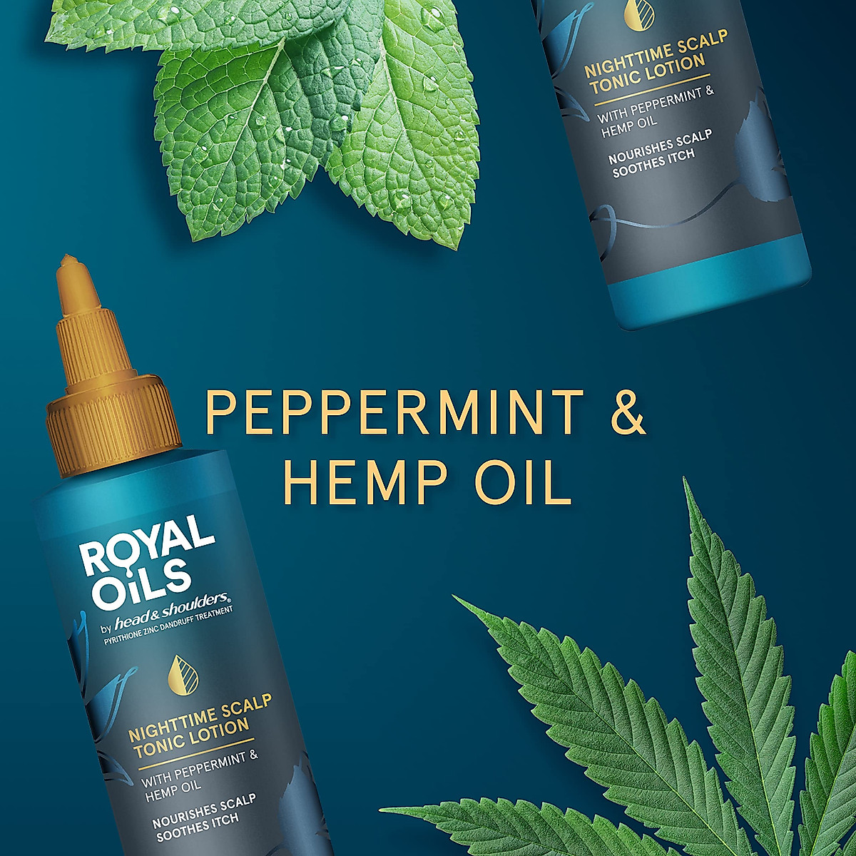 Head & Shoulders Royal Oils Curly Hair Product Nighttime Scalp Tonic Lotion with Peppermint and Hemp Oil, Sulfate Free, 3.4 Fl Oz