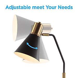 JONATHAN Y JYL6130A Apollo 61" Modern Metal LED Task Floor Lamp, 2700K, Contemporary, Glam, Scandinavian, Minimalist, Modern, Midcentury, Transitional, Office, Living Room, Bedroom, Black/Brass Gold