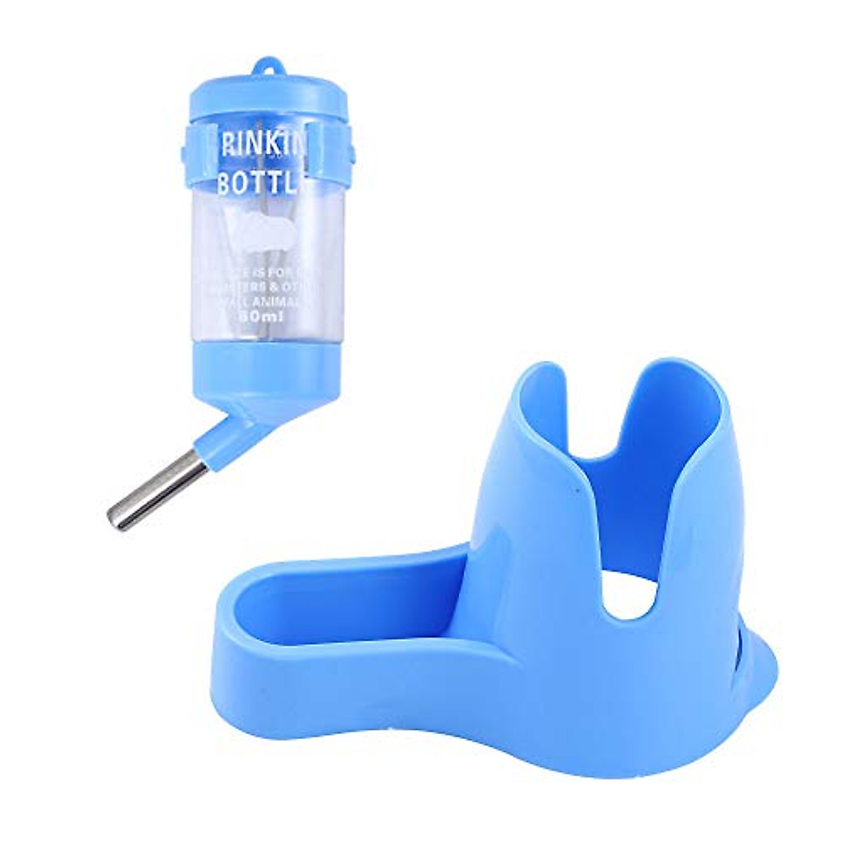 lnndong-Blue Suit Hamster Kettle, Water Dispenser with Bracket, Waterproof Drop Ball, Mini Bowl, Hamster nest, Vertical Dwarf Hamster Food cage Small Toy (one Set) Small Size