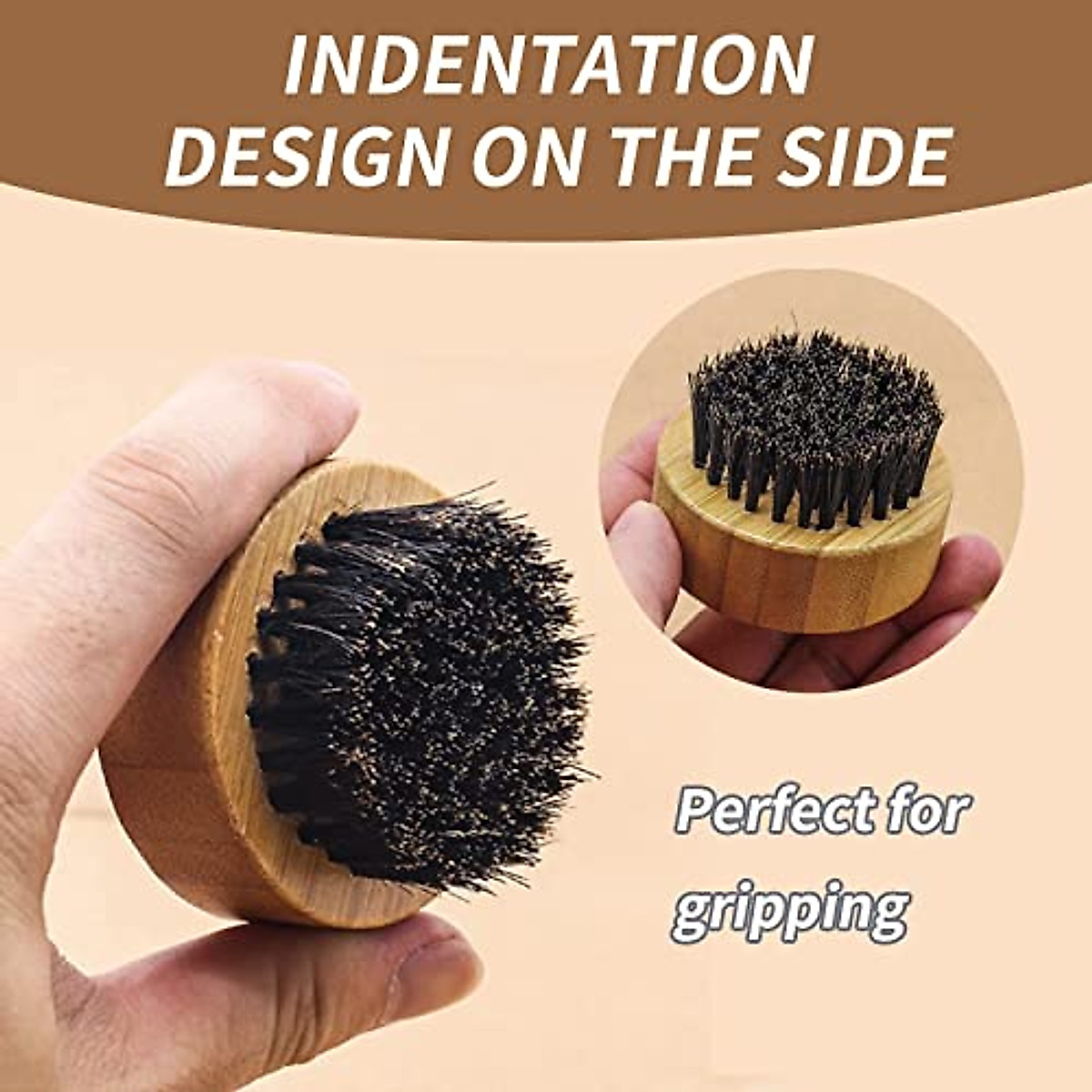 Beard Brush for men Boar Bristle Black Walnut Wood Beard Comb Brush Small and Round for Men To Tame and Soften Your Facial Hair