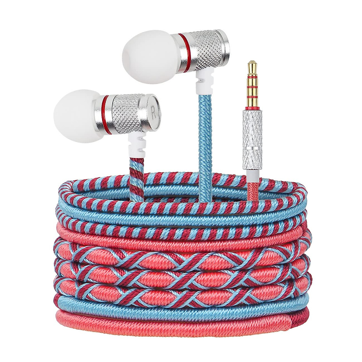 URIZONS Wired in-Ear Headphones Colorful Braided Cable - 3.5mm Jack Built-in Mic, Adjustable Volume, Sweat & Dirt Resistant, Tangle-Free, Compatible with All 3.5mm Devices