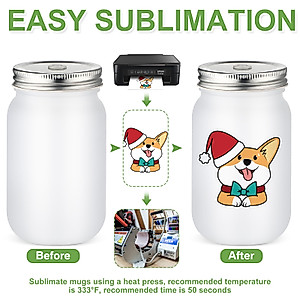 Zubebe 12 Pcs 14 oz Sublimation Glass Blanks Frosted Sublimation Glass Cups with Lids and Straws Glass Sublimation Wide Mouth Jar Tumbler Cups Mugs for Iced Coffee Beer Juice
