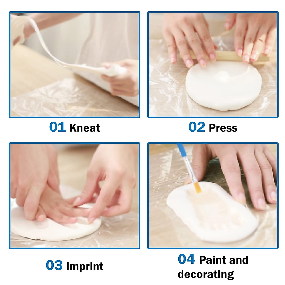 Air Dry Clay 150g Baby Footprint and Handprint Kit Imprint Impression Keepsake Maker, Non-Toxic Clay, Large Clay,Food Grade Clay,Ultra Light & Soft Foam Modeling Dough Ideal Baby Gifts, DIY Art Craft