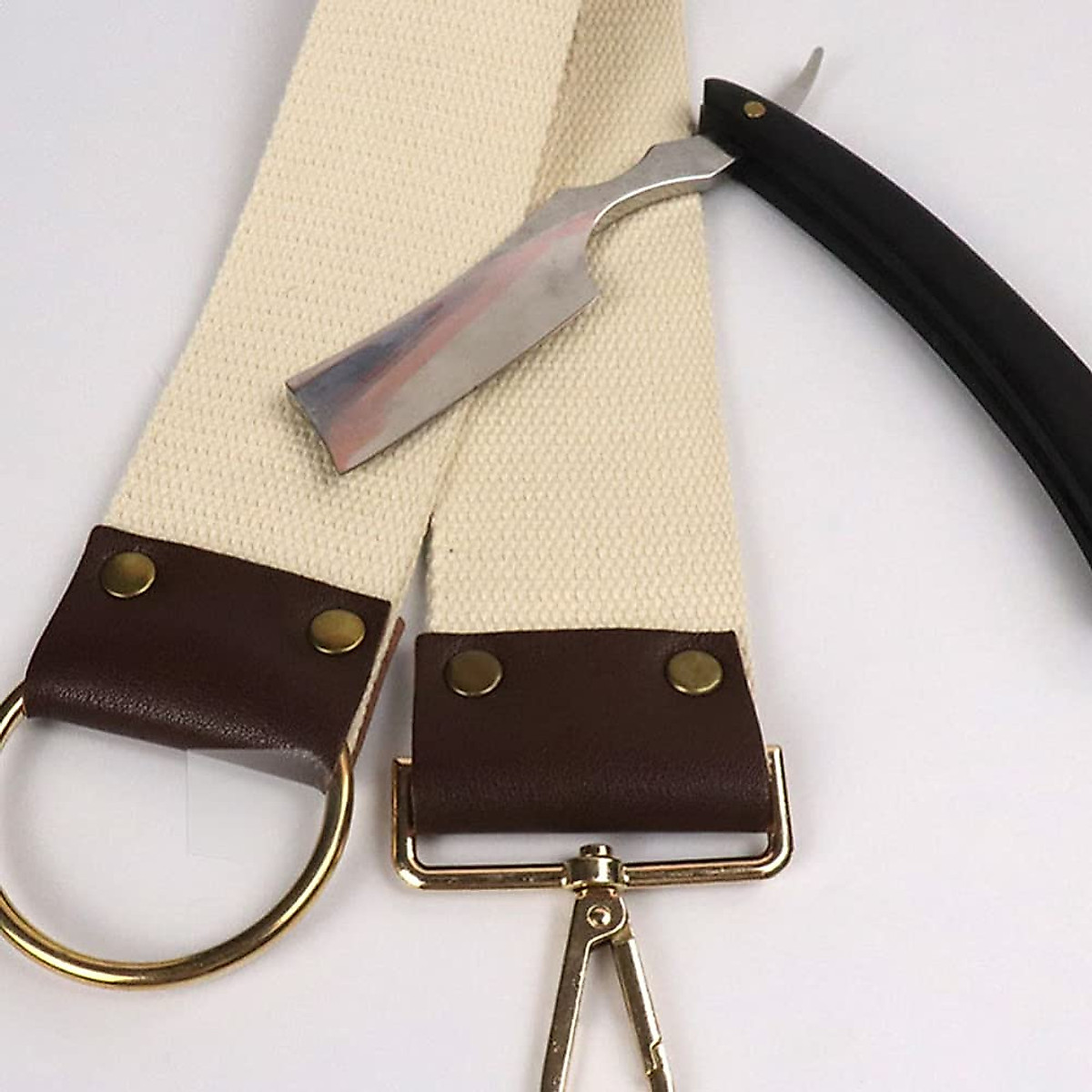 Razor Canvas Strop Sharpening Cloth Strop Sharpener Polishing Belt with Buckle Barber Shaver Polishing Cloth for Barber Shop