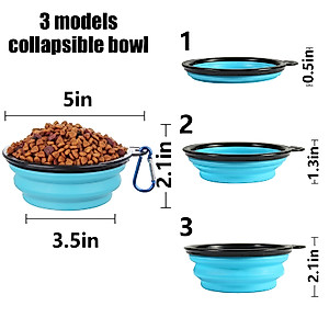 SLSON Collapsible Bowl with Cover Lids,2 Pack Dog Travel Bowls Portable Foldable Cat Water Dish Bowl for Pets Walking Parking Camping (Light Blue and Green, Small)