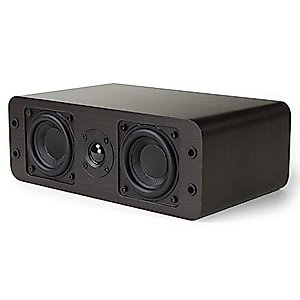 Micca OoO Slim Center Channel Speaker with 3-Inch Woofers and Silk Tweeter, Thin Design Under 4" Tall, for Desktop Stereo or Home Theater Surround Sound, Wall Mountable, Single, Dark Walnut