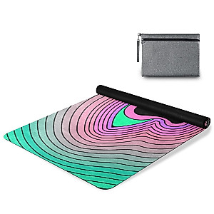 GOODOLD Trippy Melting Eye Yoga Mat Non-slip Eco Friendly Yoga Towel Exercise Indoor Outdoor Gym Pilates With Storage Bag for Women Men, 71 x 26inch