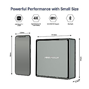 MINISFORUM Mini PC AMD Ryzen 7 3750H UM700 | 16 GB RAM 512 GB PCIe SSD Mini Desktop Computer | Radeon RX Vega 10 Graphics | Dual WiFi BT 5.1 | HDMI/Display/USB-C | 1 X RJ45 | 5X USB Ports