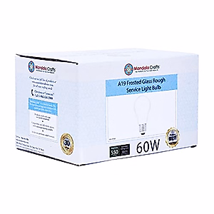 Mandala Crafts Rough Service Appliance Light Bulbs 60-Watt Light Bulbs - Dimmable E26 A19 Bulb Pack of 6 - Appliance Frosted Incandescent Light Bulbs 60 Watt Soft White
