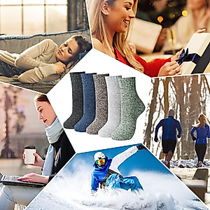 FYC Winter Womens Socks Wool Warm Thick Knit Cozy Crew Casual Vintage Soft Socks for Women Christmas Gifts Socks 5 Pairs